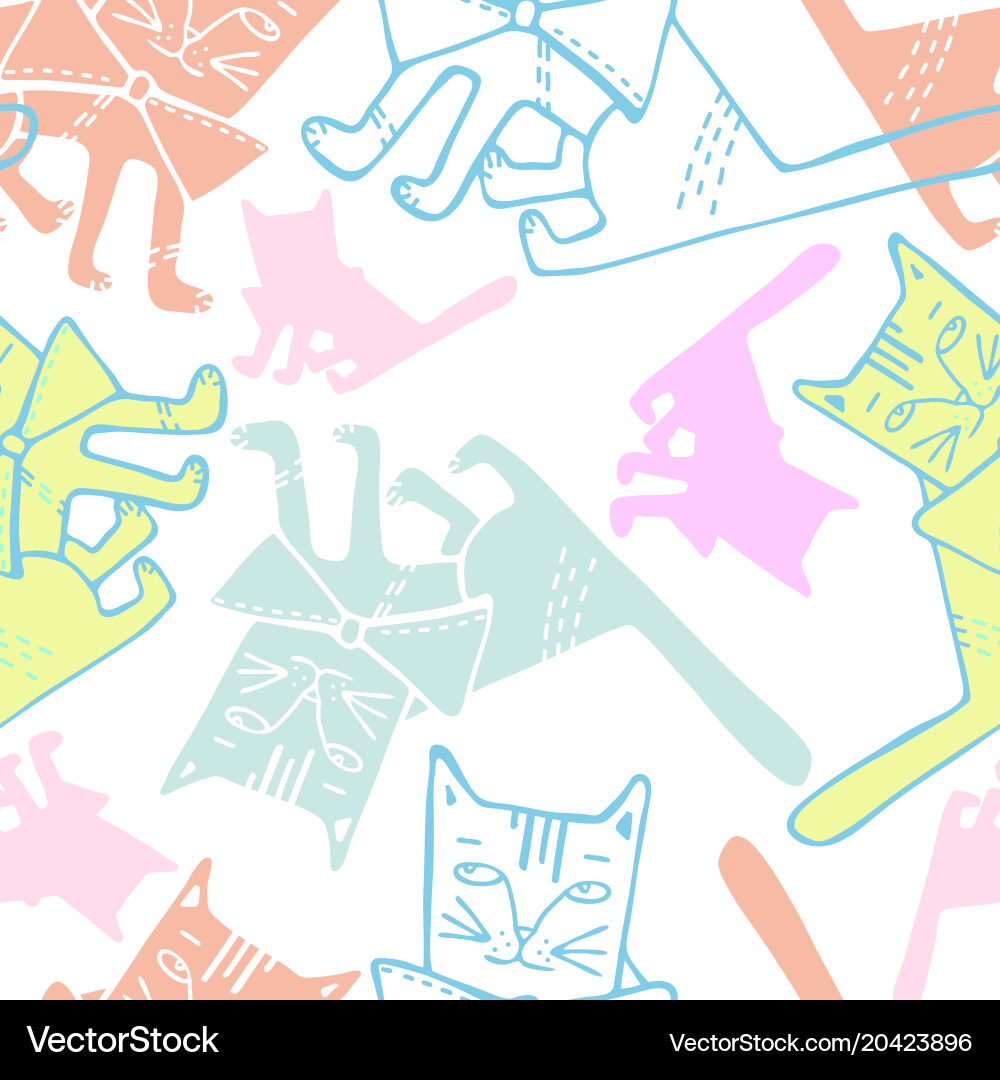 Seamless design with cats Royalty Free Vector Image
