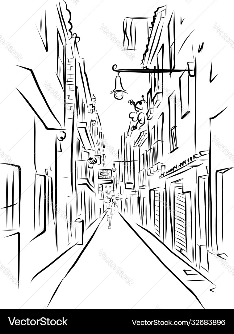 Sketch old street for your design Royalty Free Vector Image