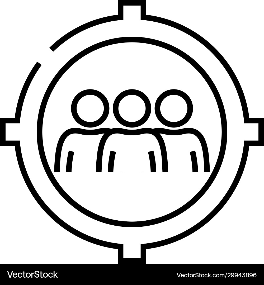 Target audience search line icon concept sign Vector Image