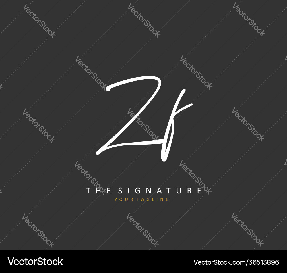 Zf initial letter handwriting and signature logo Vector Image