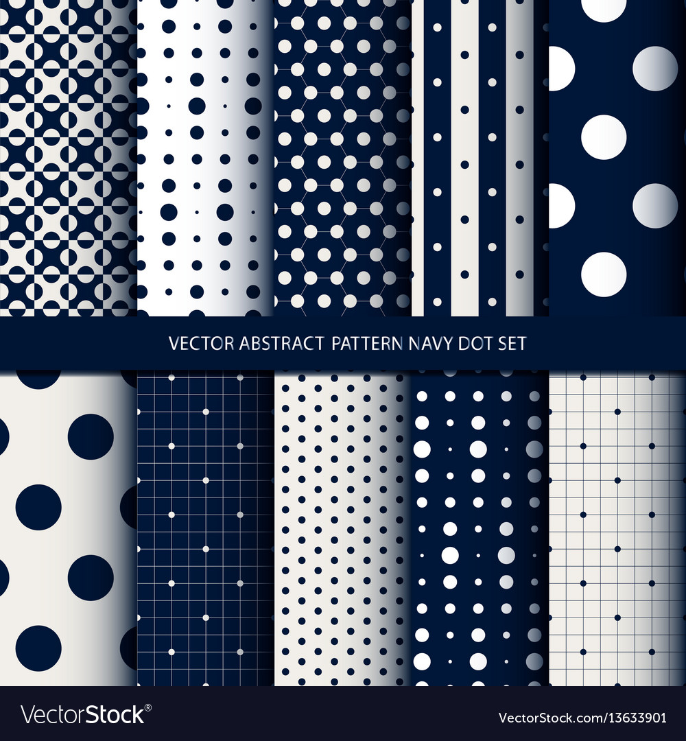 Abstract pattern navy dot set Royalty Free Vector Image