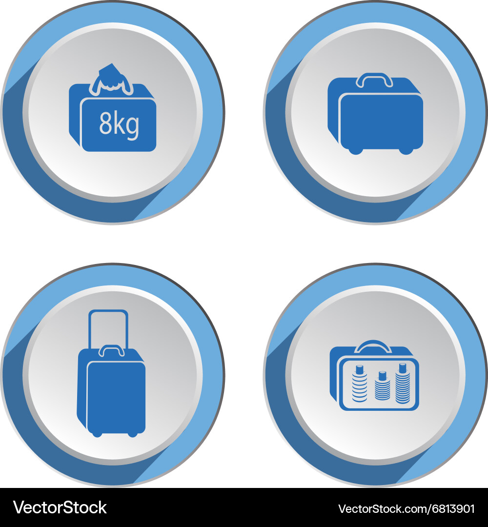 Airport baggage icon set hand luggage Royalty Free Vector
