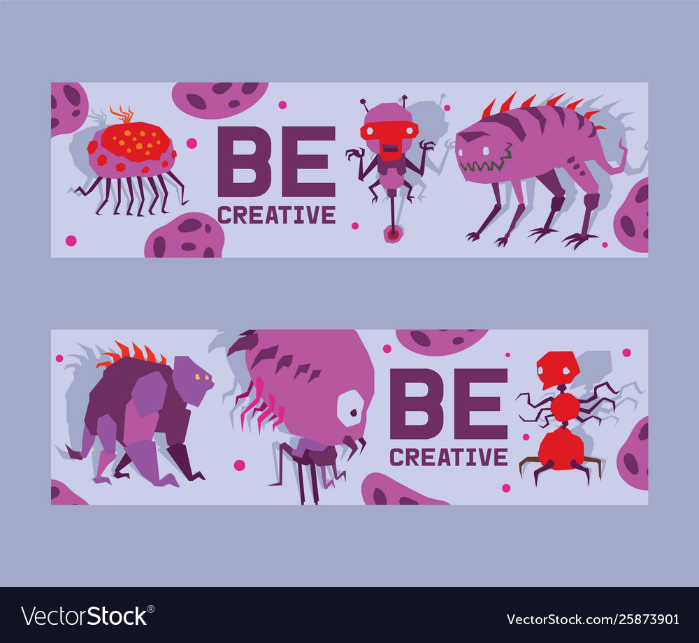 Be creative set banners Royalty Free Vector Image