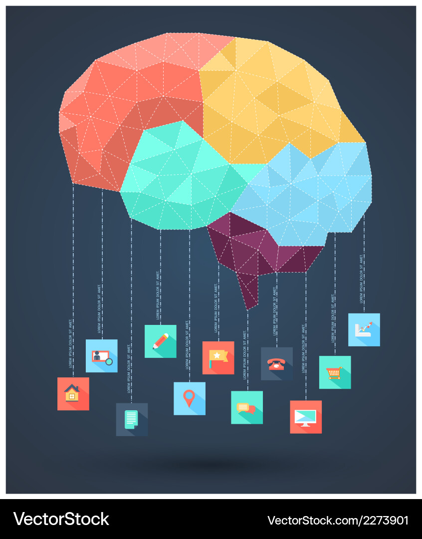 Brain abstract with icons Royalty Free Vector Image