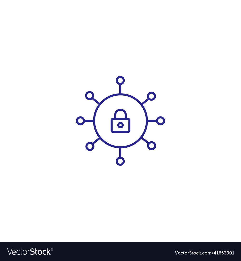 Cyber secure data network line icon web Royalty Free Vector