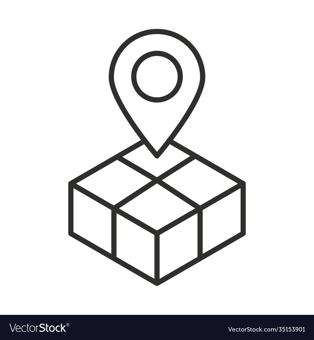 Delivery box map pointer location line style Vector Image