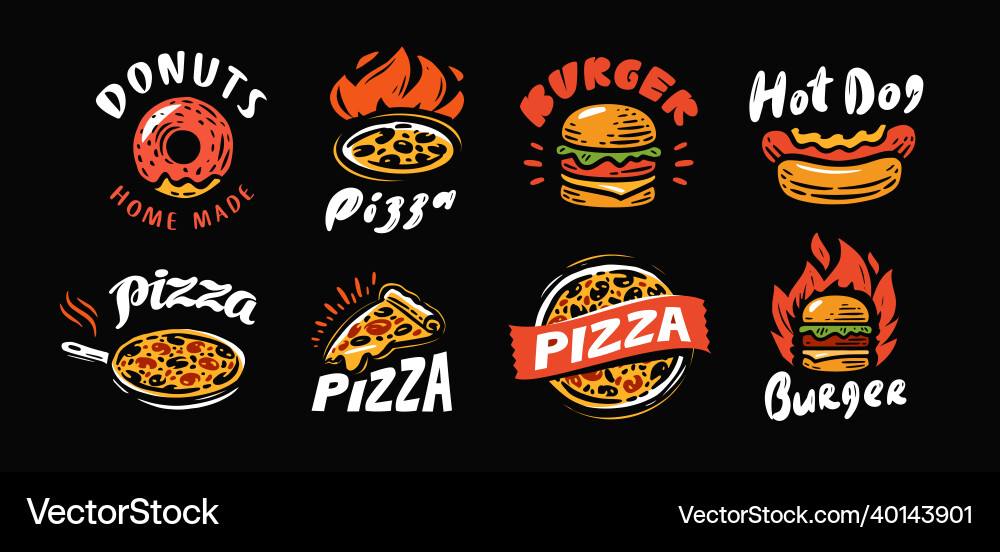 Food label set badges for restaurant or cafe menu Vector Image