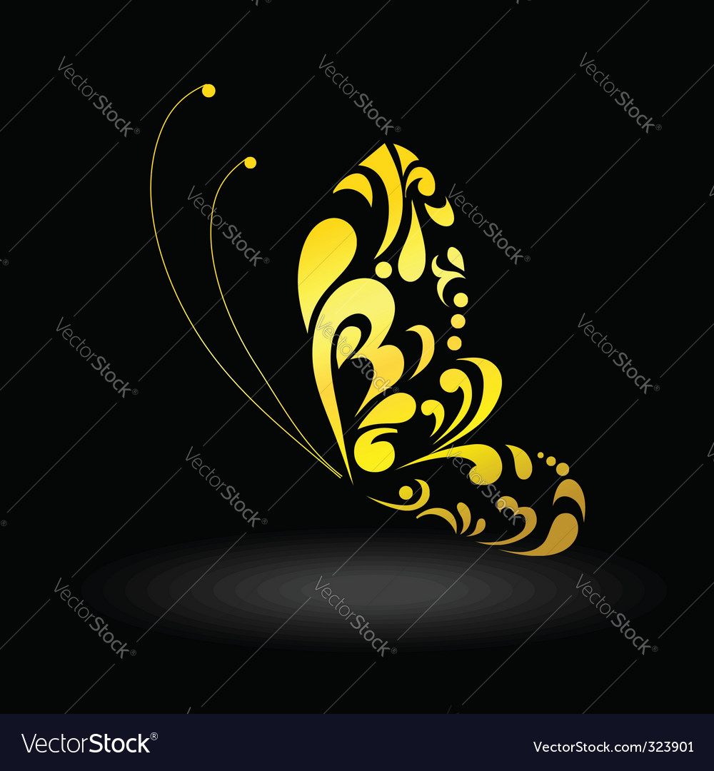 Gold butterfly Royalty Free Vector Image - VectorStock