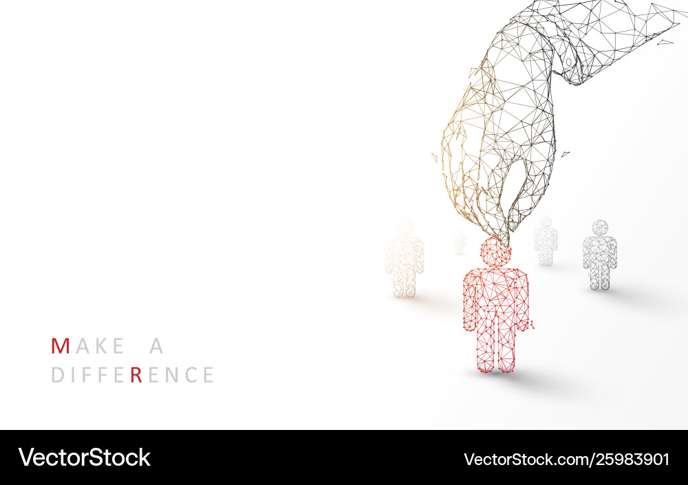Hand picking up a red business person candidate Vector Image