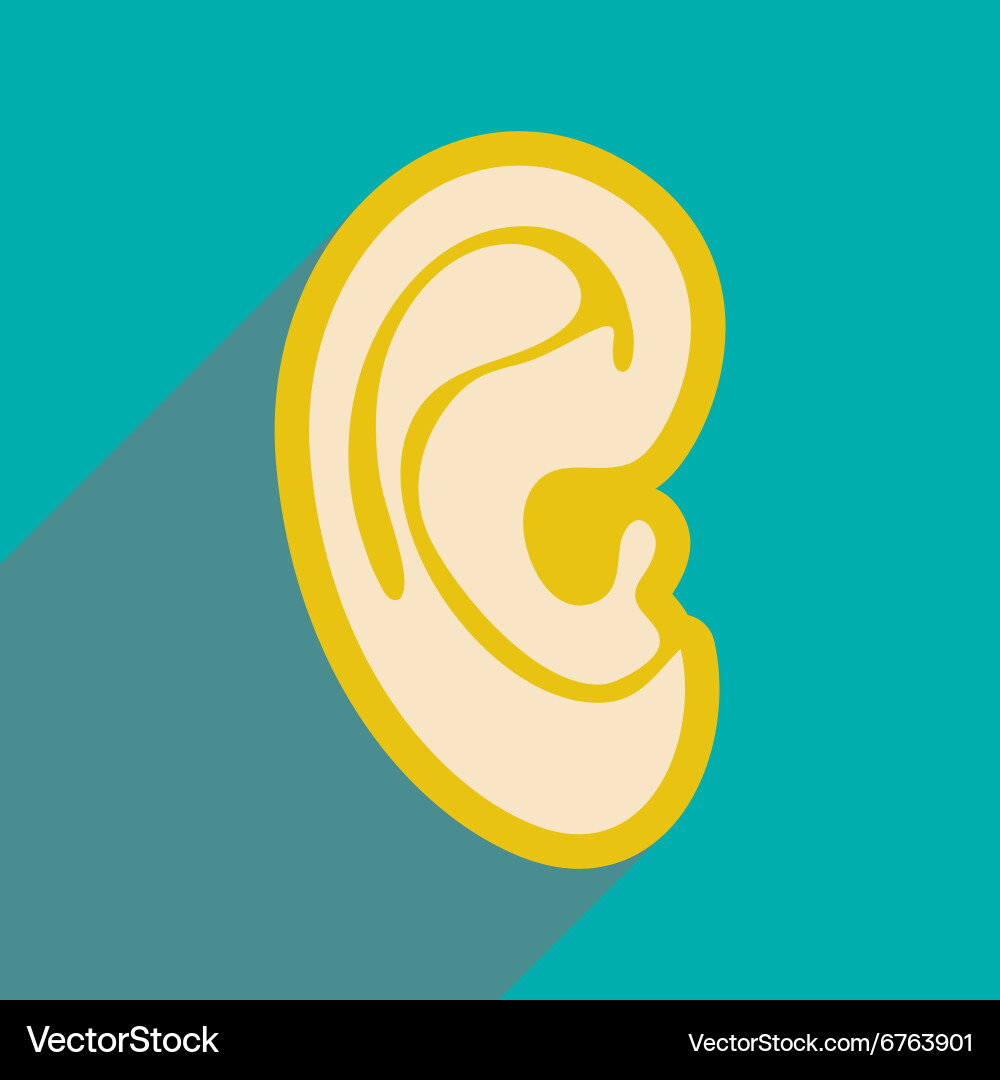 Icon of human ear in flat style Royalty Free Vector Image