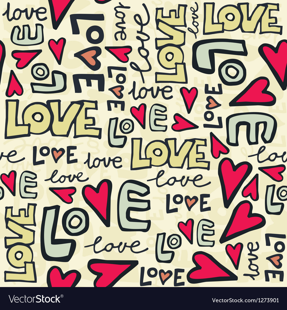 Love typography pattern Royalty Free Vector Image