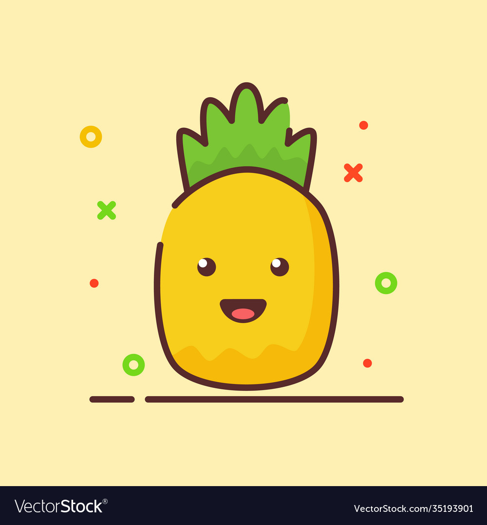 Pineapple cute mascot face emotion happy fruit Vector Image