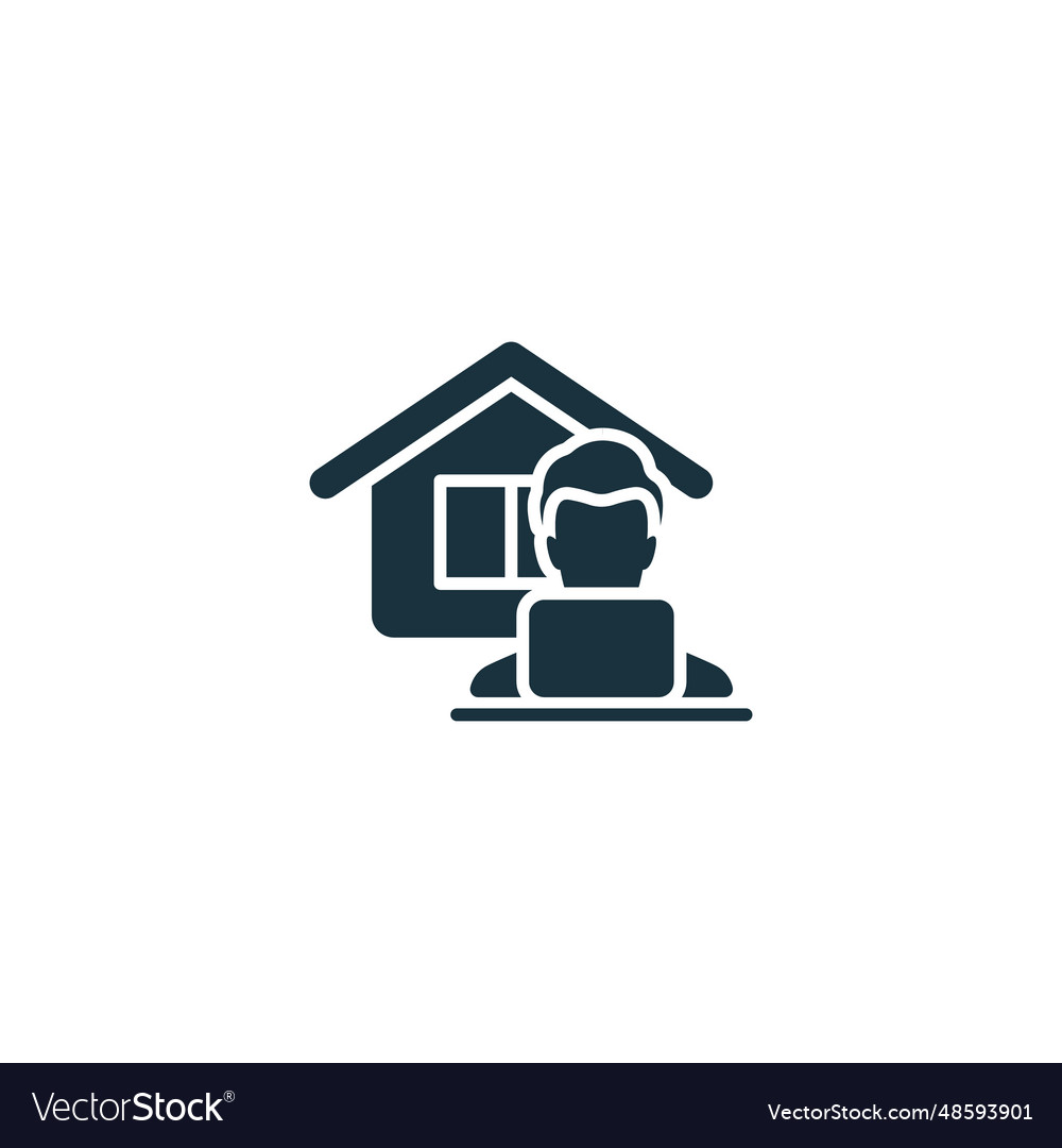 Remote work icon monochrome simple sign from Vector Image
