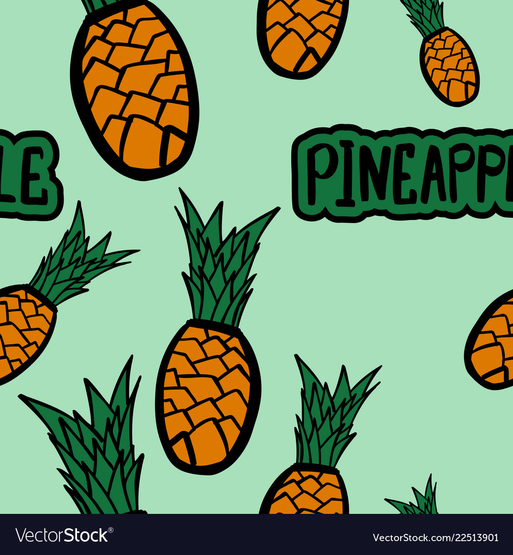 Seamless pattern with cartoon pineapple Royalty Free Vector