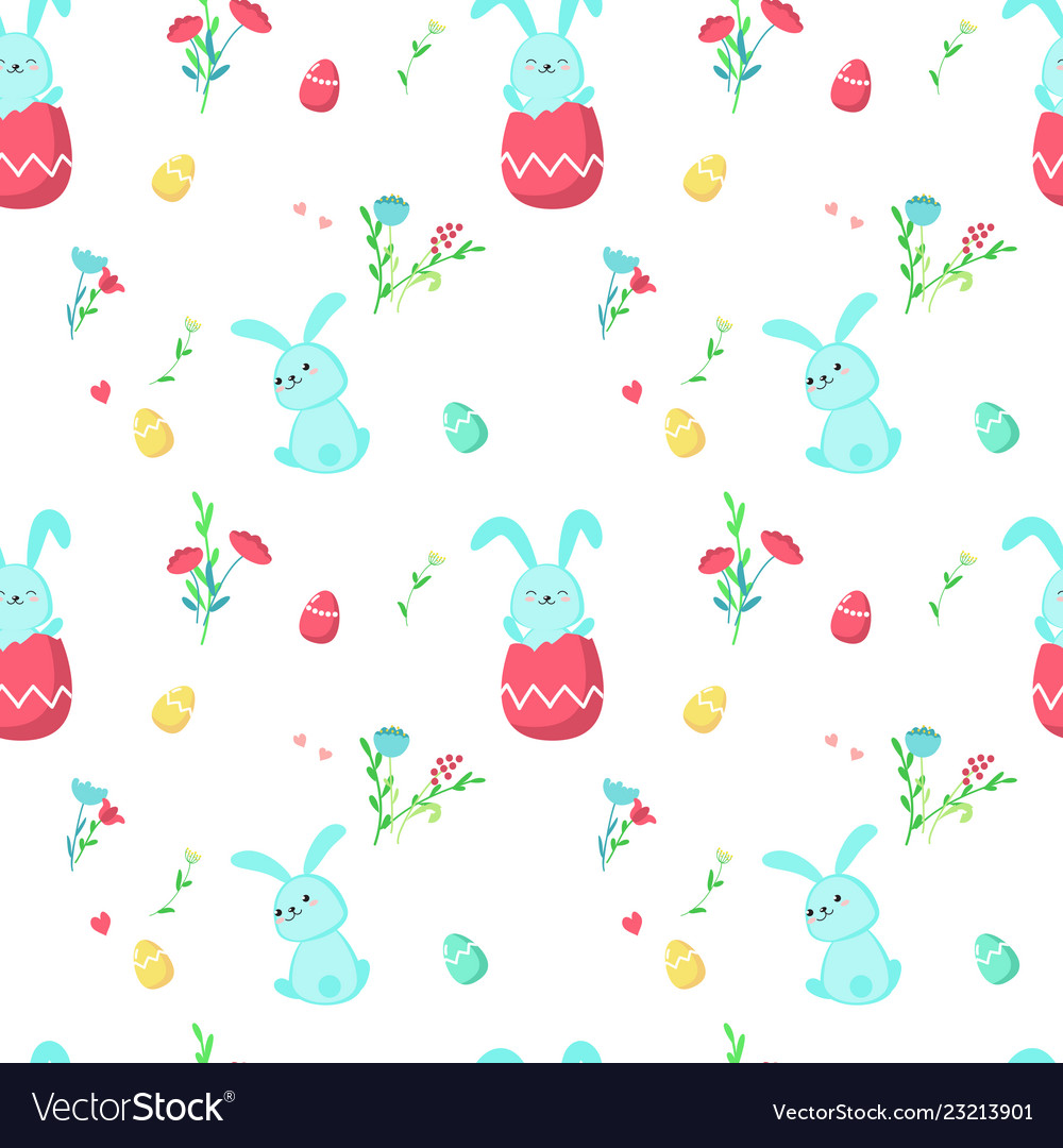 Seamless pattern with cute easter rabbits Vector Image