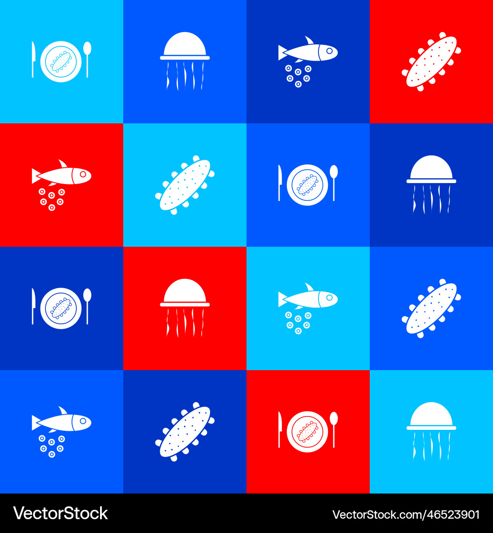 Set served cucumber on a plate jellyfish fish Vector Image