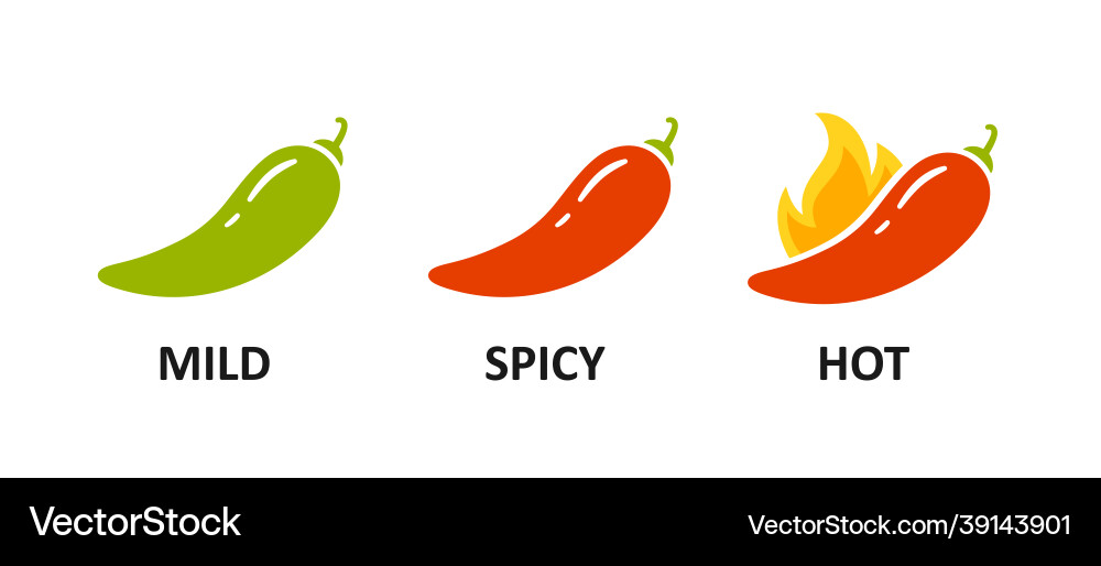 Spice level marks - mild spicy and hot green Vector Image