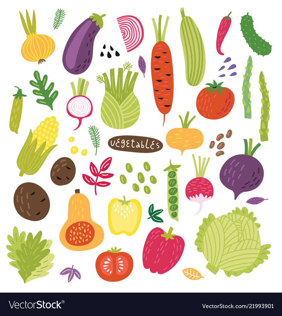 Vegetables set Royalty Free Vector Image - VectorStock