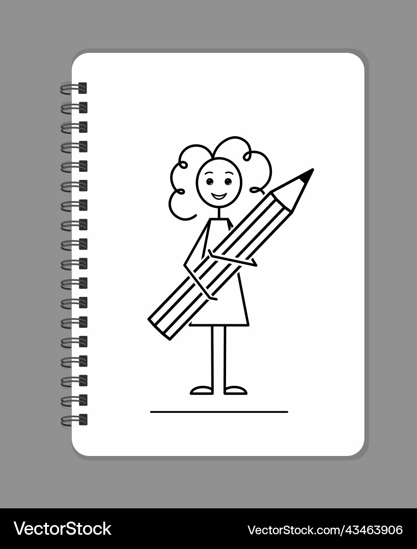 Back to school sketch female student drawing Vector Image