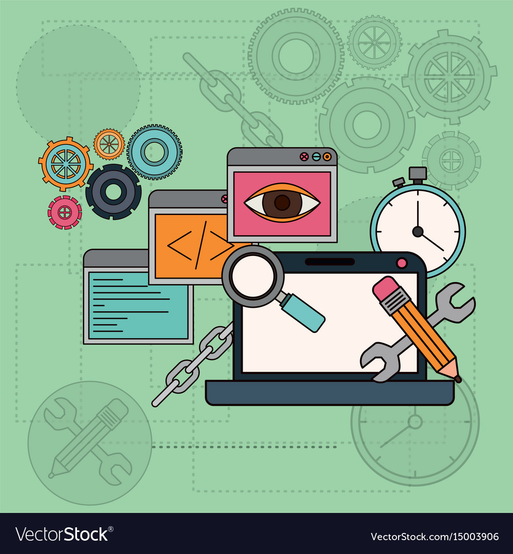 Background with software tools for development Vector Image