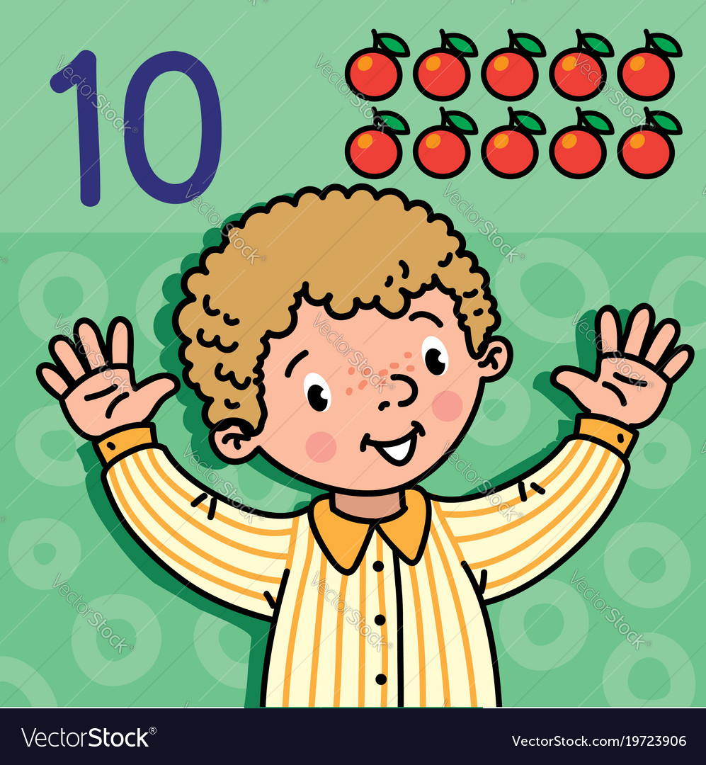 Boy Showing Ten By Hand Counting Education Card 10 boy-showing-ten-by-hand-counting-education-card-10