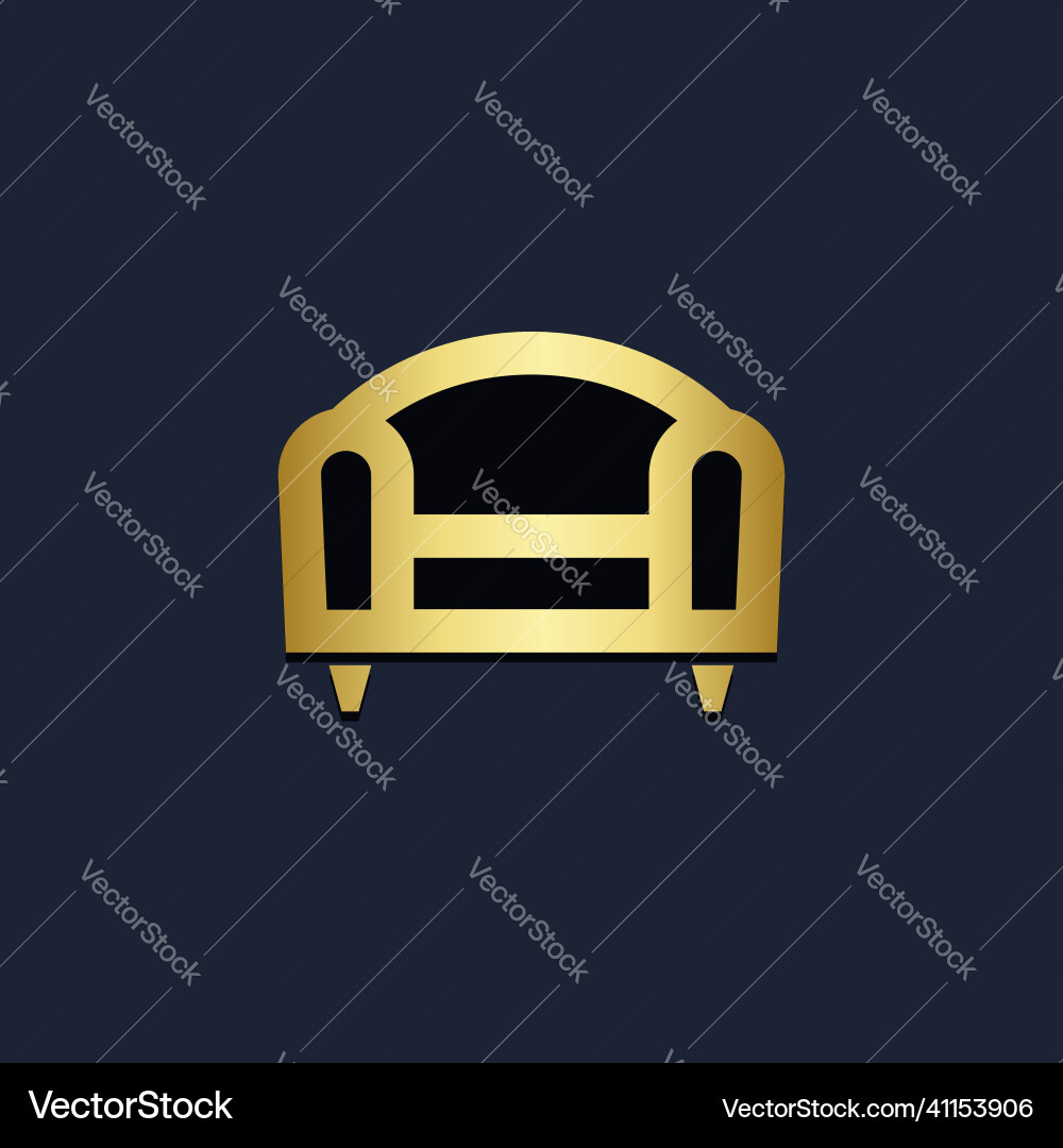 Chair meubel design gold logo Royalty Free Vector Image