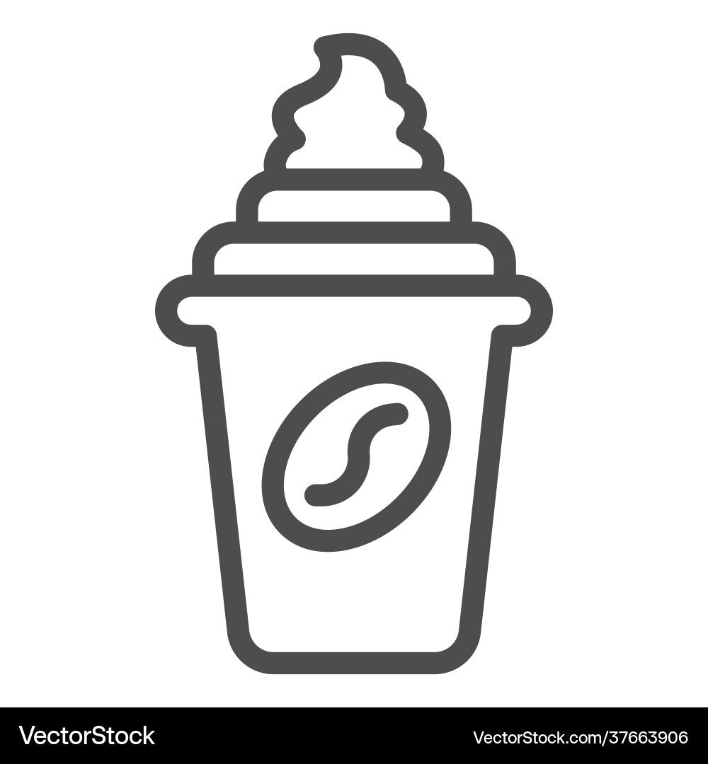 Coffee with cream in cup with lid line icon Vector Image