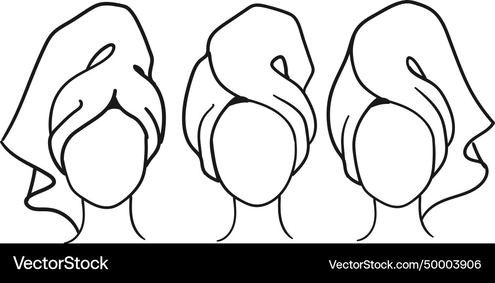 Female faceless portraits wrapped with towel Vector Image
