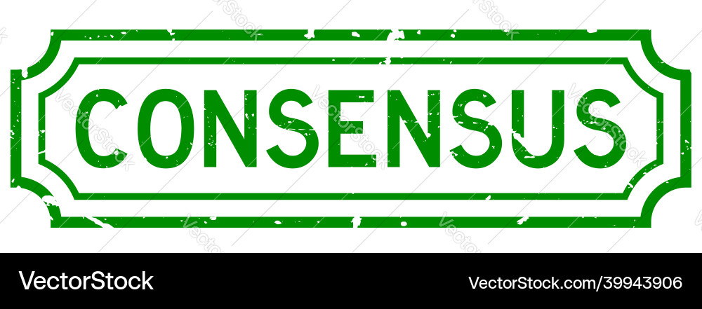 Grunge green consensus word rubber business seal Vector Image