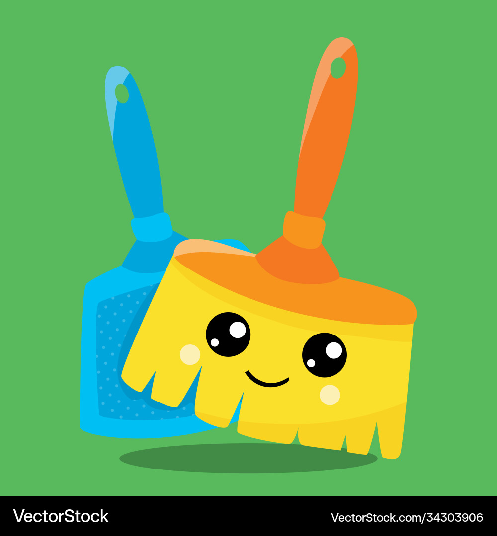 Household chores smiley broom 16 Royalty Free Vector Image