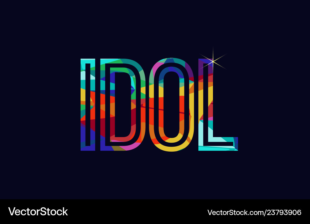 Idol word typography design in rainbow colors logo