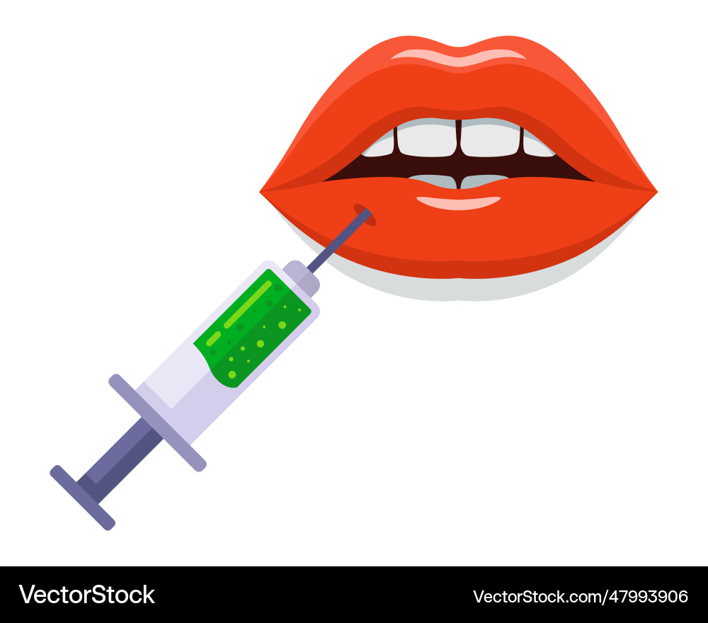 Inject botox into the lips female beauty Vector Image