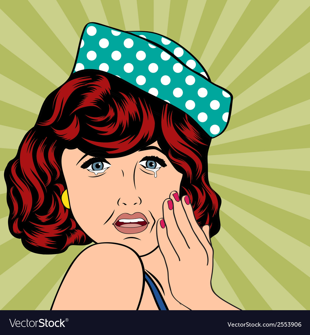 Pop art of a sad woman Royalty Free Vector Image