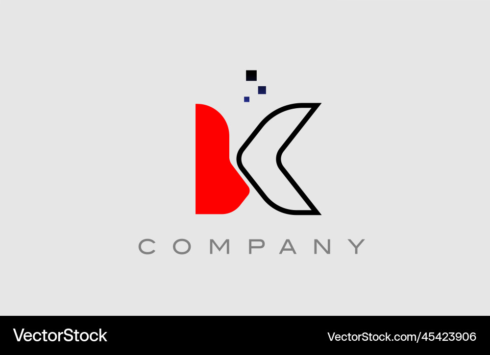 Red black line k alphabet letter logo icon Vector Image