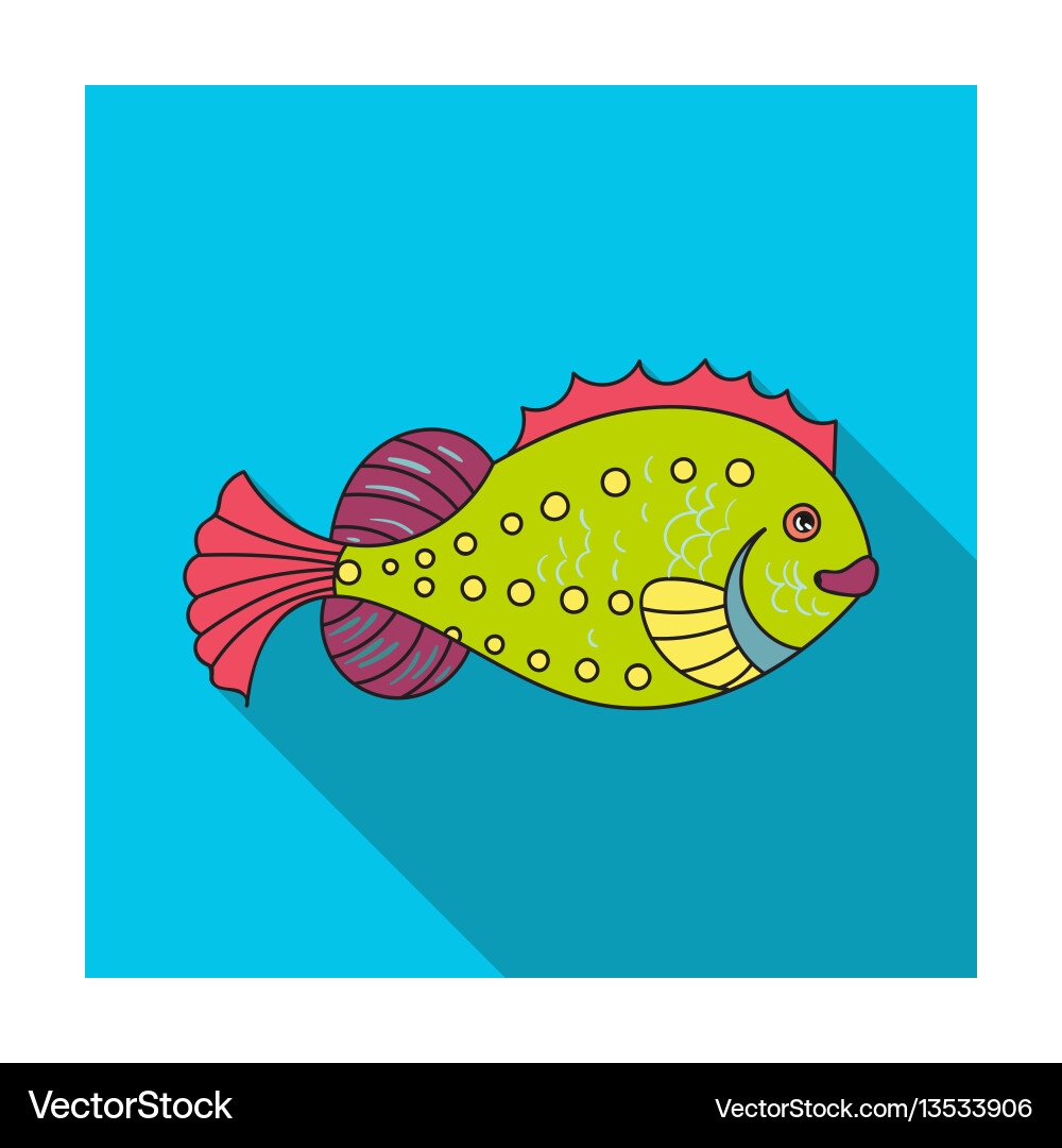 Sea fish icon in flat style isolated on white Vector Image