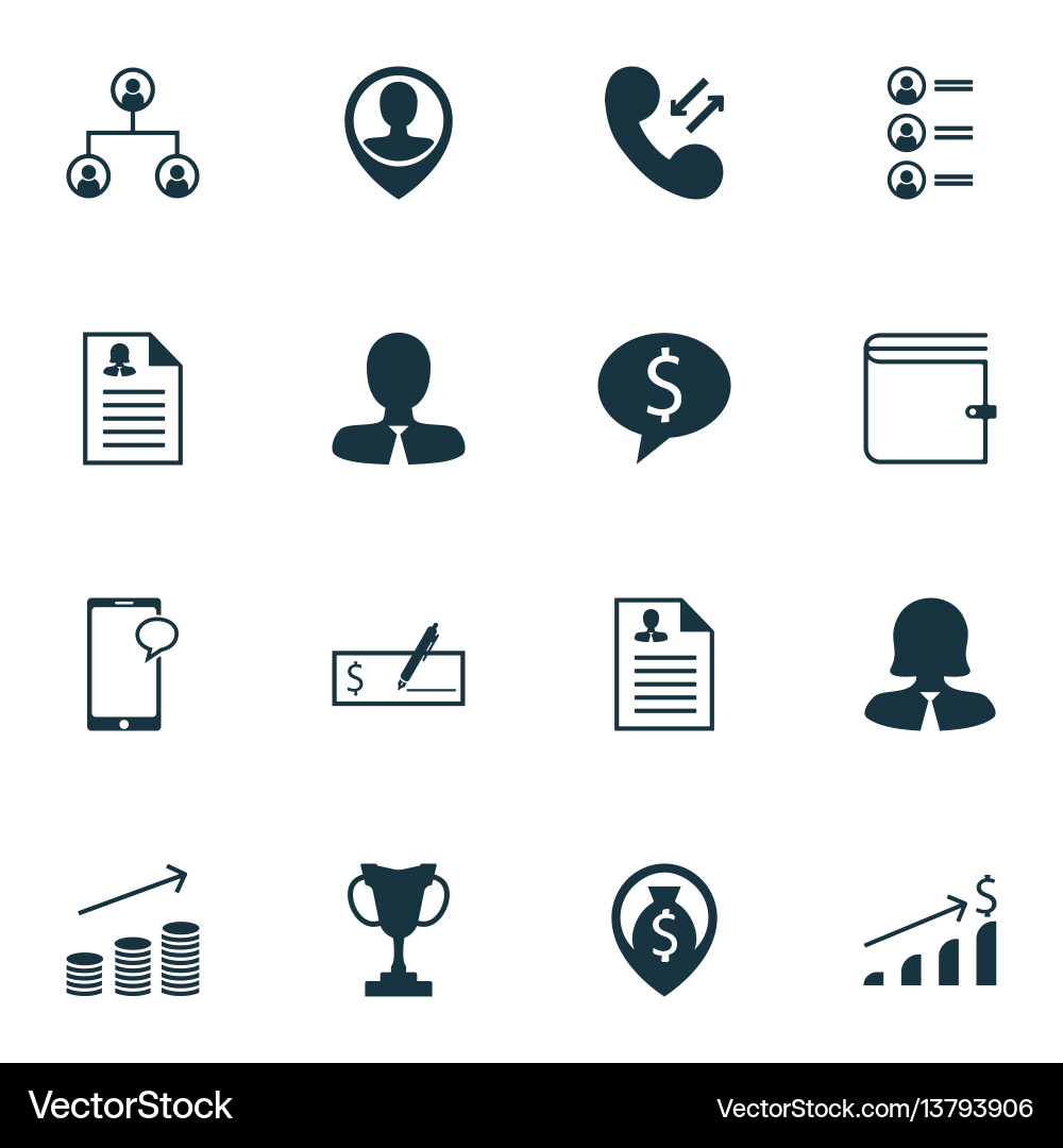 Set of 16 human resources icons includes manager Vector Image