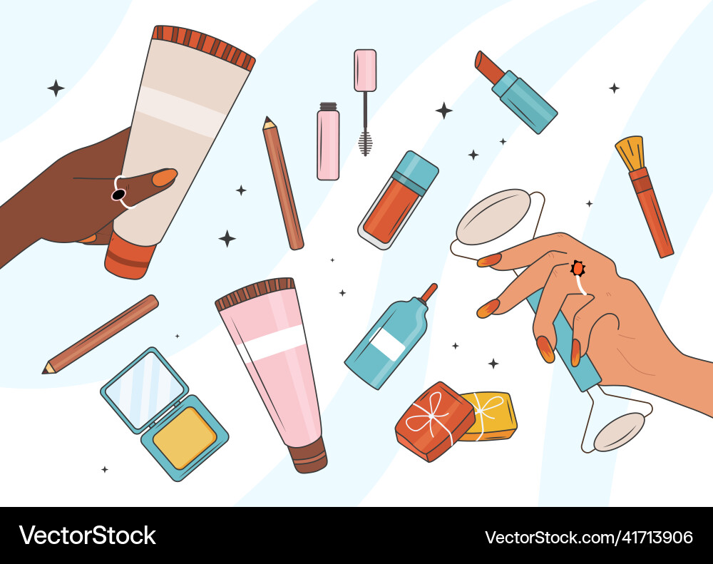 Set of cosmetic products Royalty Free Vector Image