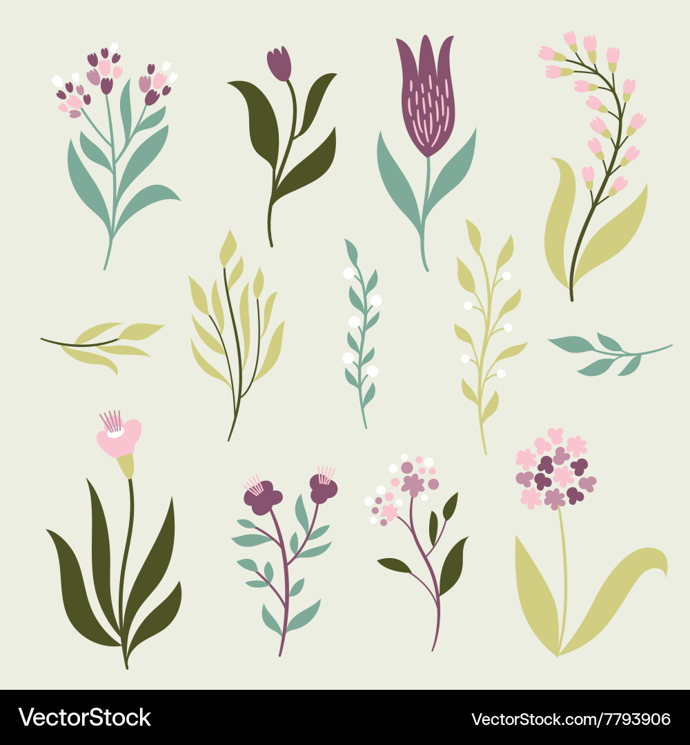 Set of graphic flowers Royalty Free Vector Image