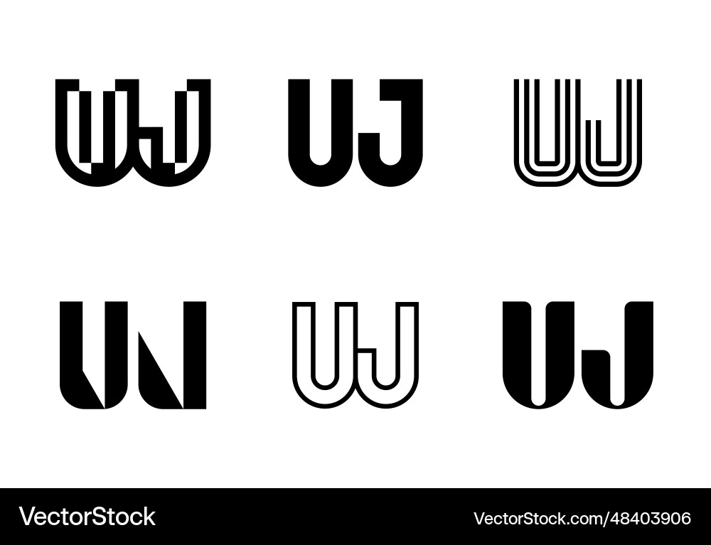 Set of letter uj logos Royalty Free Vector Image