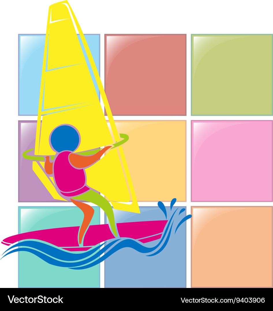 Sport icon for windsurfing in colors Royalty Free Vector