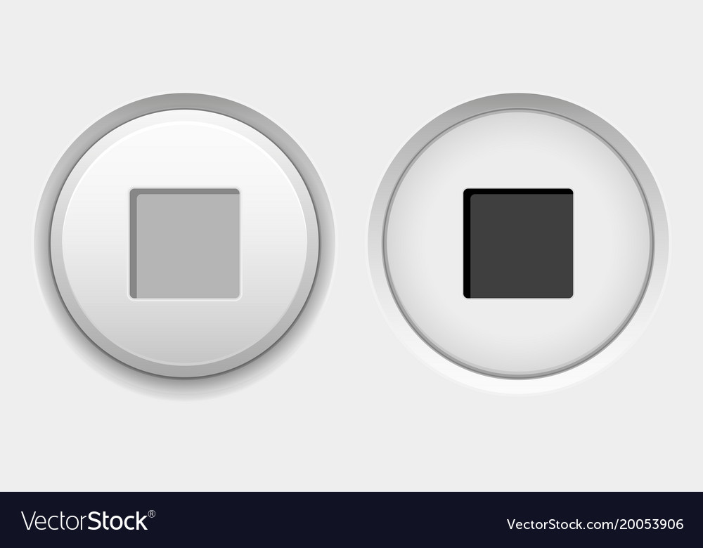Stop round white interface buttons normal Vector Image