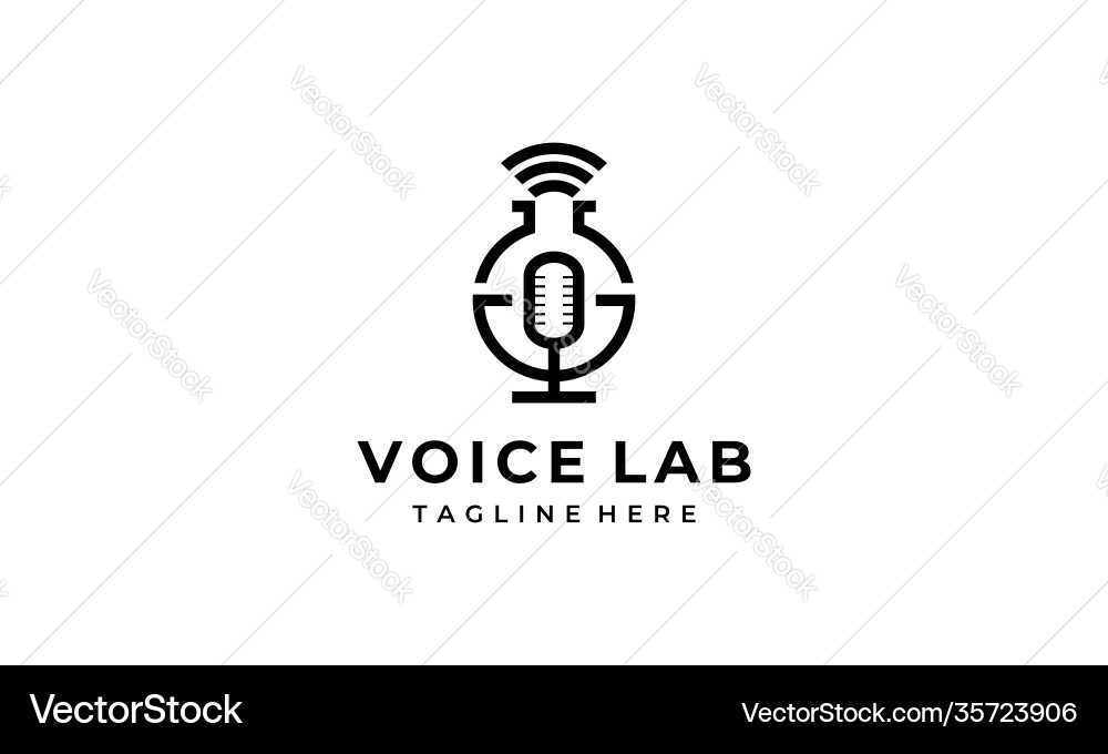 Voice lab podcast music logo design template Vector Image