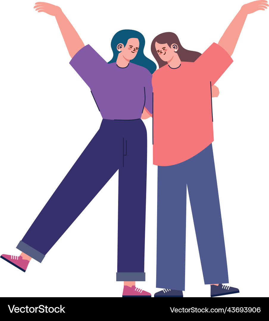 Young girls friends characters Royalty Free Vector Image