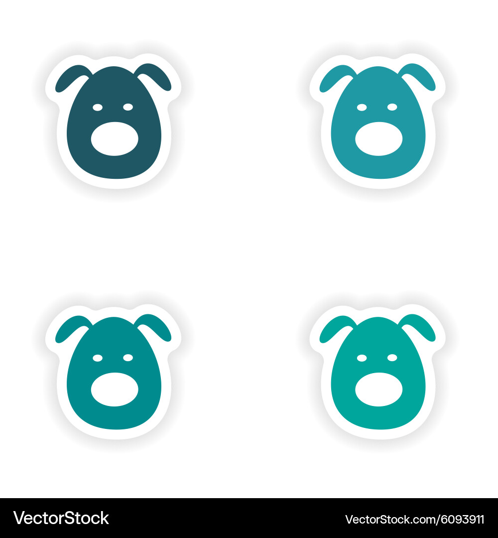 Assembly realistic sticker design on paper dogs Vector Image