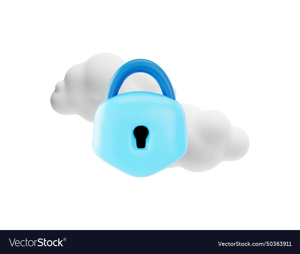 Concept for secure data storage with 3d cloud Vector Image