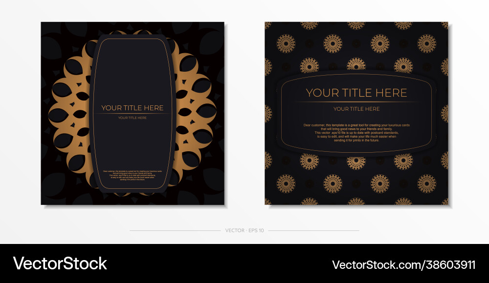 Dark invitation card design with abstract vintage Vector Image