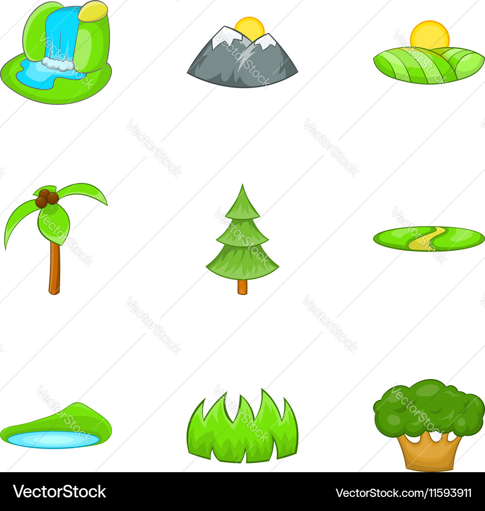 Flora icons set cartoon style Royalty Free Vector Image