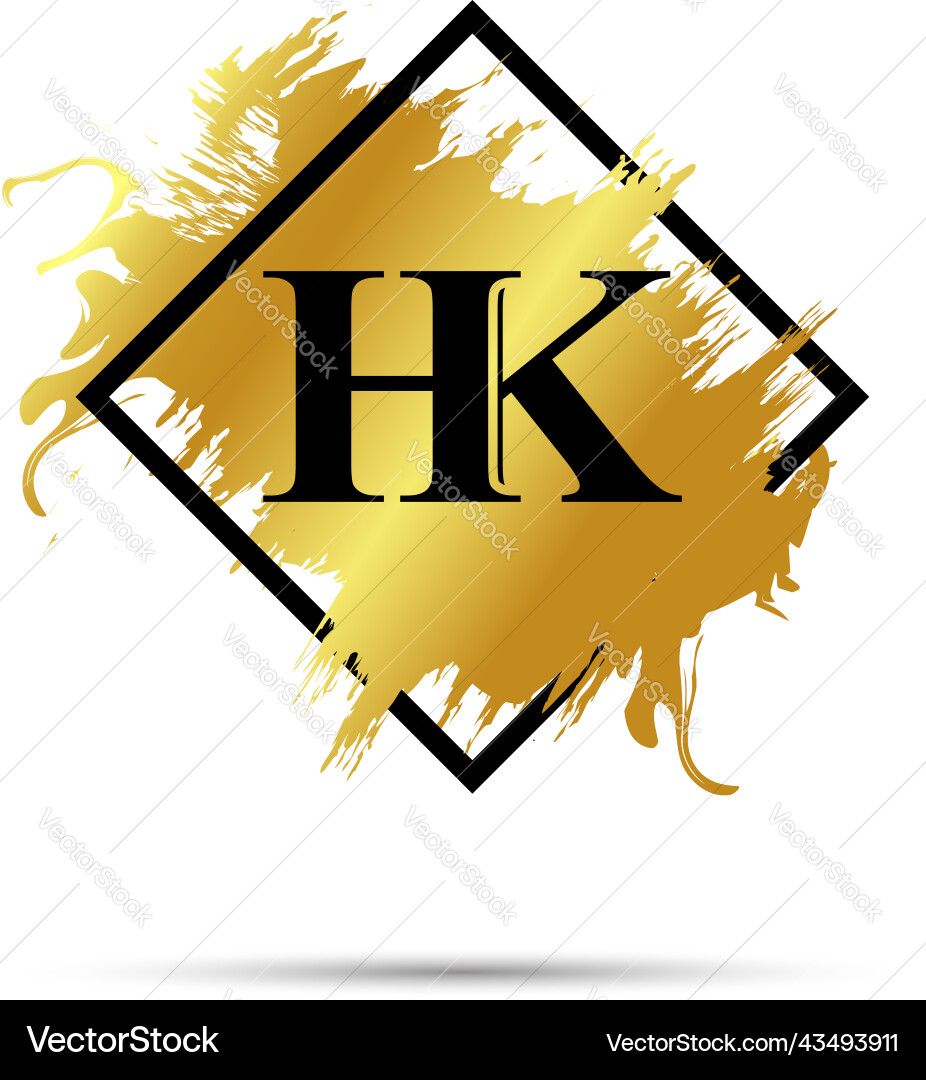 Gold hk logo symbol art design Royalty Free Vector Image