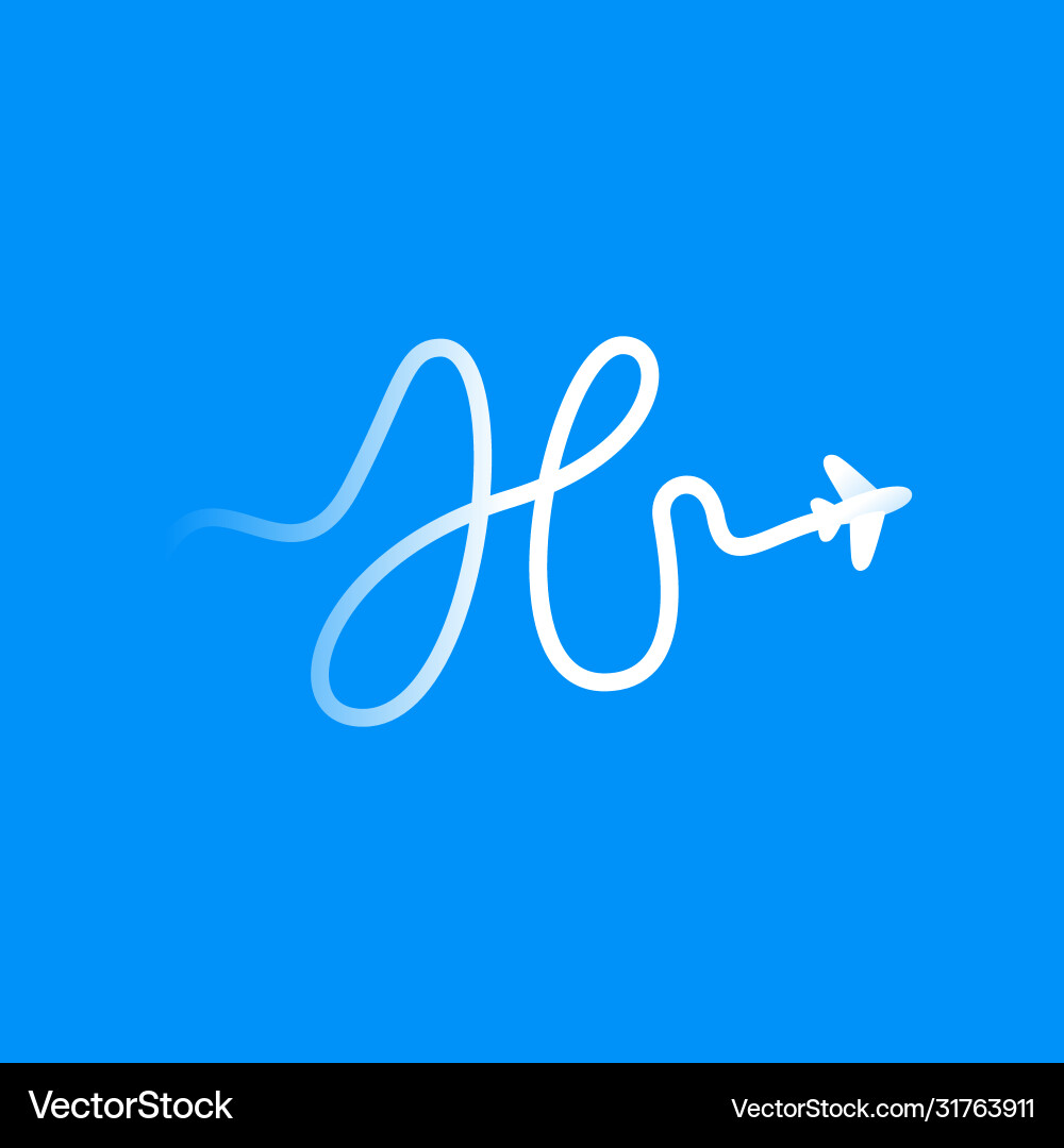 H letter logo with plane and airline Royalty Free Vector