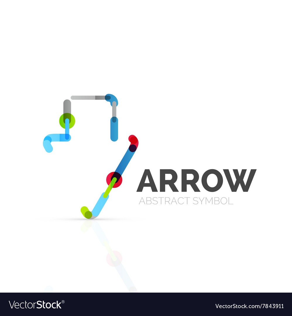 Linear arrow abstract logo connected multicolored Vector Image